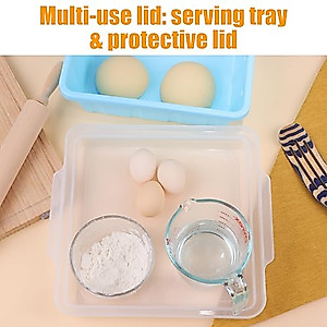 LUVCOSY 3 Packs Pizza Dough Proofing Box Tray, Home Pizza Dough Containers, Stackable Pizza Storage Container, 1.6 Gal Durable Dough Tray for Pizza, BPA Free, Dishwasher Safe, 12" x 12" x 3.5" (Blue)