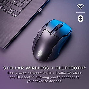 ROCCAT Kone Air - Wireless Ergonomic Gaming Mouse with 800 Hour Battery Life, 19K DPI Optical Sensor, Double-Injected Rubber Side Grips, Programmable Button Design, and Titan Optical Switches - Black