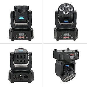 Tomshine 60W DJ Moving Head Lights 6 IN1 DMX-512 16/18 Channels GOBO Stage Lighting Sound Activated Spotlight RGBW+Amber+UV for Party KTV Pub Bar Disco Dj Show Wedding Ceremony