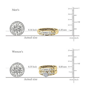 Dazzlingrock Collection 0.50 Carat (ctw) Round White Diamond Unisex Cluster Engagement Trio Ring Set in 14K Solid Yellow, W-7.5 & M-13