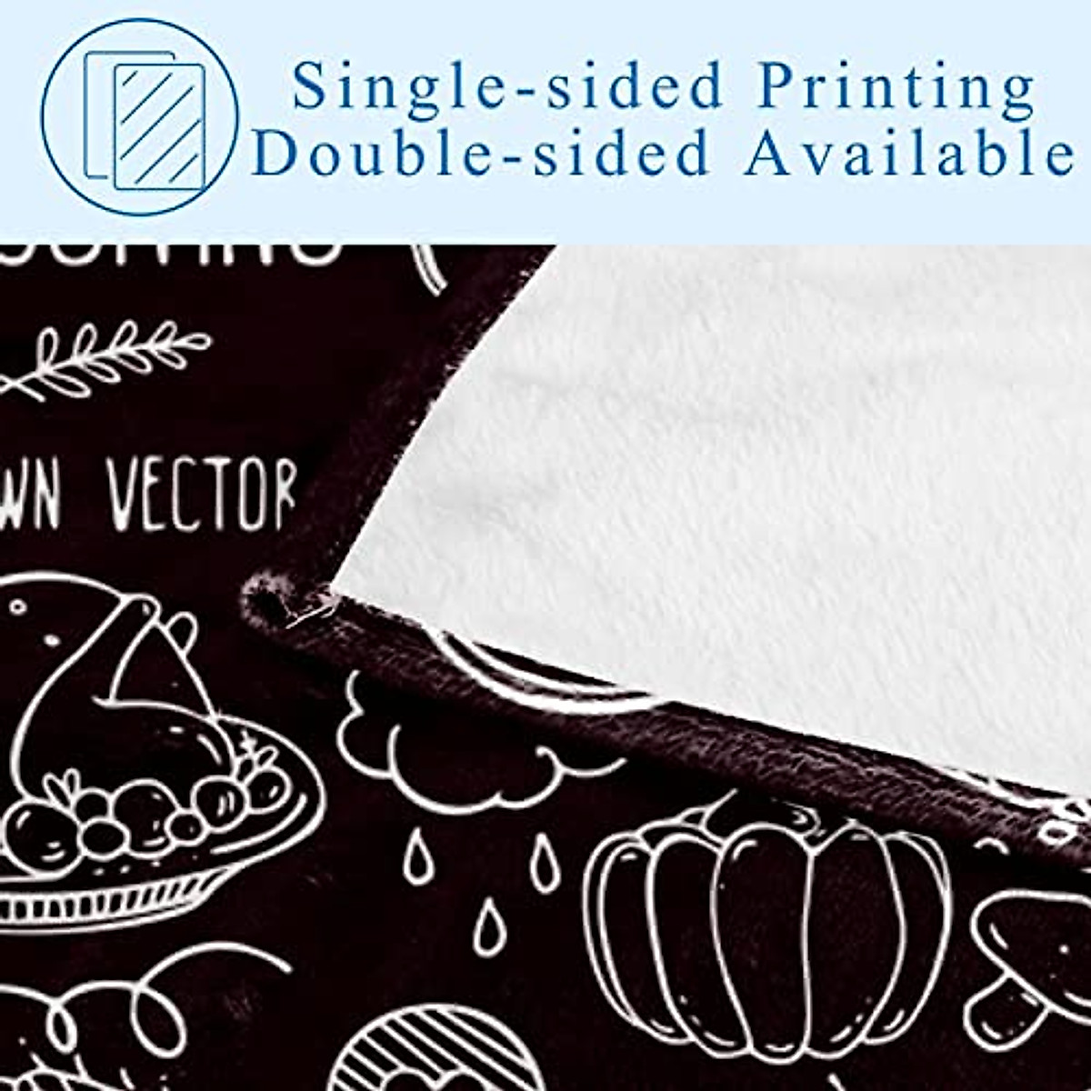 Thanksgiving Food Turkey Pumpkin Doodles Prints Soft Warm Cozy Blanket Throw for Bed Couch Sofa Picnic Camping Beach, 150×100cm