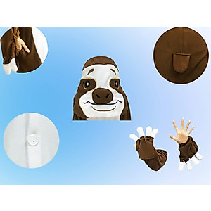 Unisex Onesie Pajamas Plush Cosplay Sloth Animal Onesies for Adults Costume Brown L