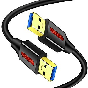 Yeung Qee USB 3.0 A to A Male Cable 15 FT,USB to USB Cable Type A Male to Male Cable USB 3.0 Double End USB Cord for Hard Disk, Cameras,Laptop Cooler, DVD Player and More (15ft/5M)