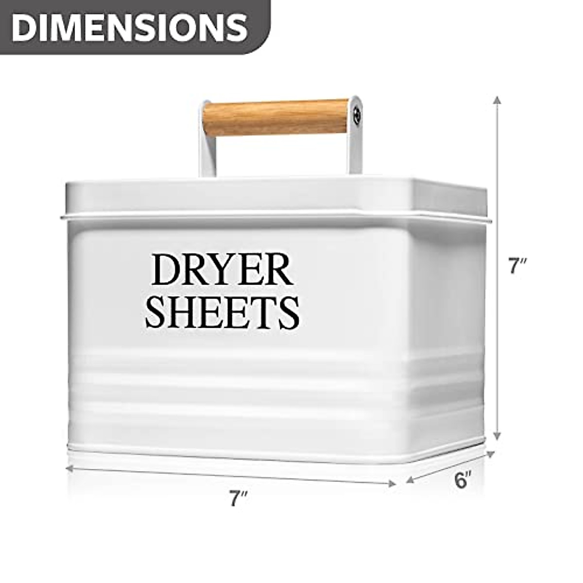 Calindiana Modern Farmhouse Metal Laundry Dryer Sheets Holder Fabric Softener Dispenser with Lid for Laundry Room Decor and Accessories and Space Saving Laundry Room Organization and Storage, White