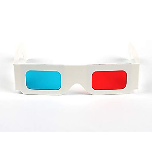 Jtshy 50 Pairs - Flat- 3D Glasses Red and Cyan White Frame Anaglyph Cardboard