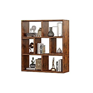 ALISENED 7-Cube Storage Shelf Organizer Bookshelf System, Modern Bookcase Open Standing Book Shelving Cabin, Wooden Bookshelf Display Cube Shelves Compartments