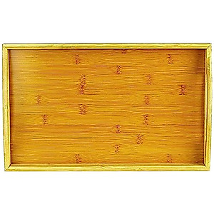 Serving tray bamboo - wooden tray with handles - Great for dinner trays, tea tray, bar tray, breakfast Tray, or any food tray - good for parties or bed tray
