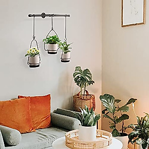 JOFAMY Hanging Planters for Christmas Plants with 3 White Plastic Planters, Wall Hanging Basket Metal Plant Hangers, Window Plant Hanger with Hook and String, Modern Outdoor Wall Planter