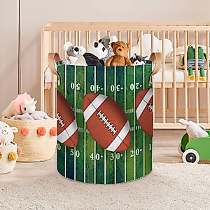 Large Laundry Hamper American Football Field Sport,Collapsible Laundry Basket,Dirty Cloth Hamper,Storage Basket Bin for Blankets Dirty Cloth Toy in Laundry Room Living Room Bedroom Colleage Dorm