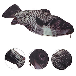 STOBOK Pencil Case Fish Shape Bag Large Capacity Pencil Bag Creative Pen Bag Pen Storage Bag Fake Fish Pen Bag Pencil Bag Stationery Holder Fish Bag Makeup Bag Fabric with Zipper