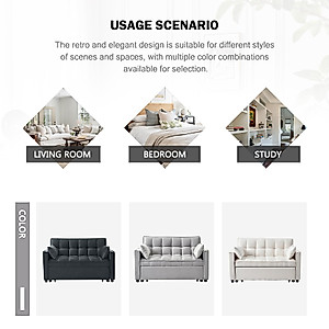 Hixkol Sleeper Sofa Bed, 3 in 1 Sofa Bed Pull Out Couch Bed with Adjustable Backrest, Modern Sofa Bed for Living Room, Convertible Sofa Bed for Bedroom. (Grey)