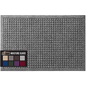 Gorilla Grip Ultra Absorbent Moisture Guard Doormat, Absorbs Up to 1.7 Cups of Water, Stain and Fade Resistant, Spiked Rubber Backing, All Weather Mats Capture Dirt, Indoor Outdoor, 29x17, Grey