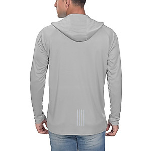 Men's UPF 50+ UV Sun Protection Outdoor Long Sleeve Fishing T-Shirt with Hoodies Grey