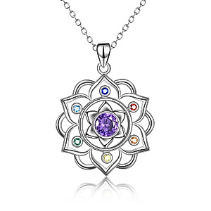 ONEFINITY Yoga Lotus Necklace Chakra Necklace 925 Sterling Silver Chakra Necklace Pendant Mothers Day Gifts for Women Wife