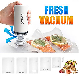 GenieX Vacuum Sealer Bags for Food Saver, Vacuum Seal Bags for Food Storage, Reusable Freezer Vacuum Storage Bags | Enhanced Air Valve, Easy to get vacuum, Keep Fresh Longer (20pcs pack)