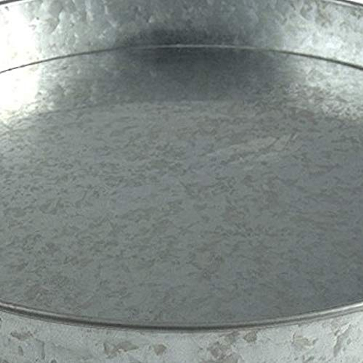 Benzara Round Galvanized Metal Serving Tray with Wooden Handles