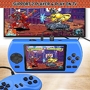 JAMSWALL Retro Handheld Game Console, Portable Retro Video Game Console with 400 Classical FC Games 2.8-Inch Screen 800mAh Rechargeable Battery Support for Connecting TV and Two Players(Blue)