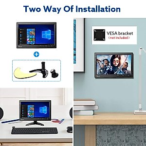 Eyoyo 10 Inch Monitor 1024x600 Small Display HD TFT LCD Display Screen Support AV VGA BNC HDMI Video Input for CCTV DVD PC DVR with Speakers and Remote Control