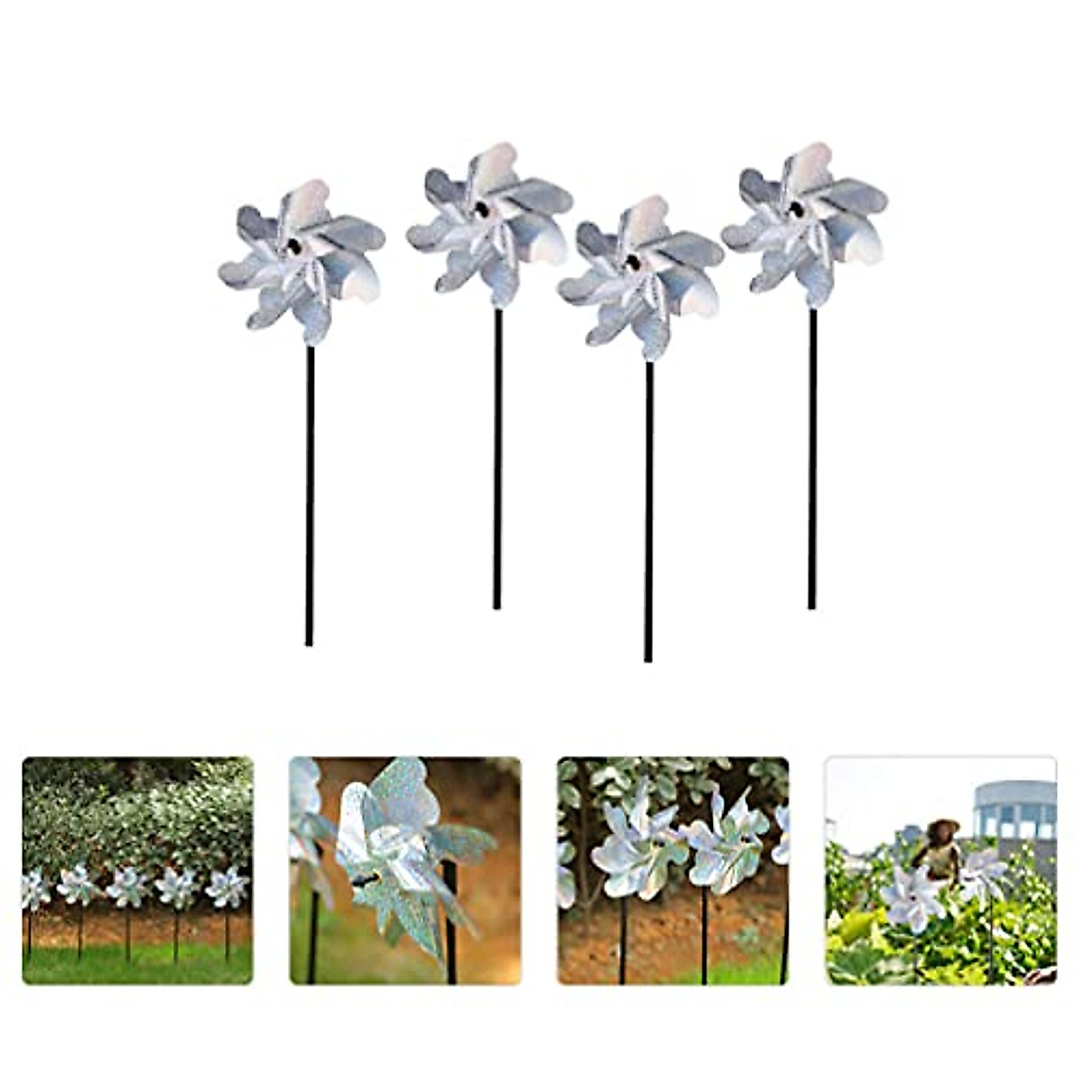 Cabilock 4pcs Garden Decor Pinwheels Bird Windmills Reflective Pin Wheels Sparkly Garden Pinwheels