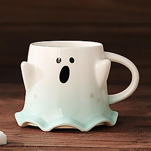 2024 NEW Spooky Ghost Mug, Halloween Coffee Mug, Cute Ghost-Coffee Mug, Ceramic Ghost Shaped Coffee Cup With Handle And Spoon, Fall Home Decor