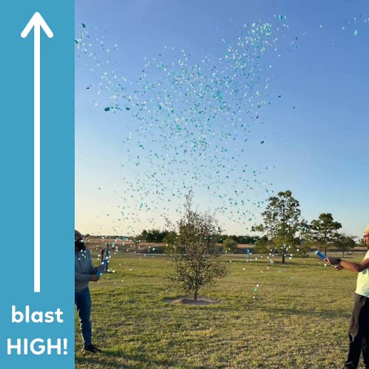 2 Pack Confetti Cannon Confetti Poppers | Biodegradable Blue Confetti | TUR Party Supplies | Launches Up to 25ft | Giant (12 in) | Party Poppers for Graduation, Birthdays, Weddings, and Memorial Day