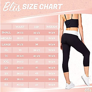 Blis Workout Leggings for Women Fold Over Maternity Leggings Yoga Pants for Women Capri Length 3 Packs Available Black/White Small