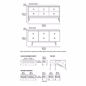 BDI Elements 8777 Triple Wide Cabinet, Wheat Doors, Media Base, Charcoal