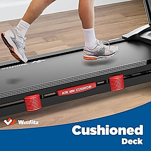 Winfita 4.5HP Foldable Treadmill for Home with 15% Auto Incline, 300 LB Capacity, 10 MPH Speed, 50"x18" Belt, App & Bluetooth Speakers, Charging Port, Tablet Holder, Pause Function, 64 Preset Programs