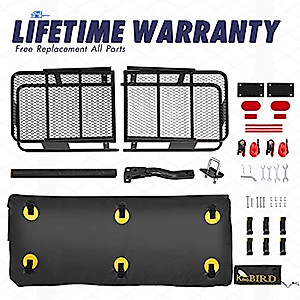 KING BIRD Folding Hitch Cargo Carrier 60x24x6 with 18 Cuft Waterproof Bag & Hitch Stabilizer& Ratchet Straps Fits to 2'' Receiver,550LBS Capacity Cargo Basket | Trailer Tow Hitch Cargo Carrier
