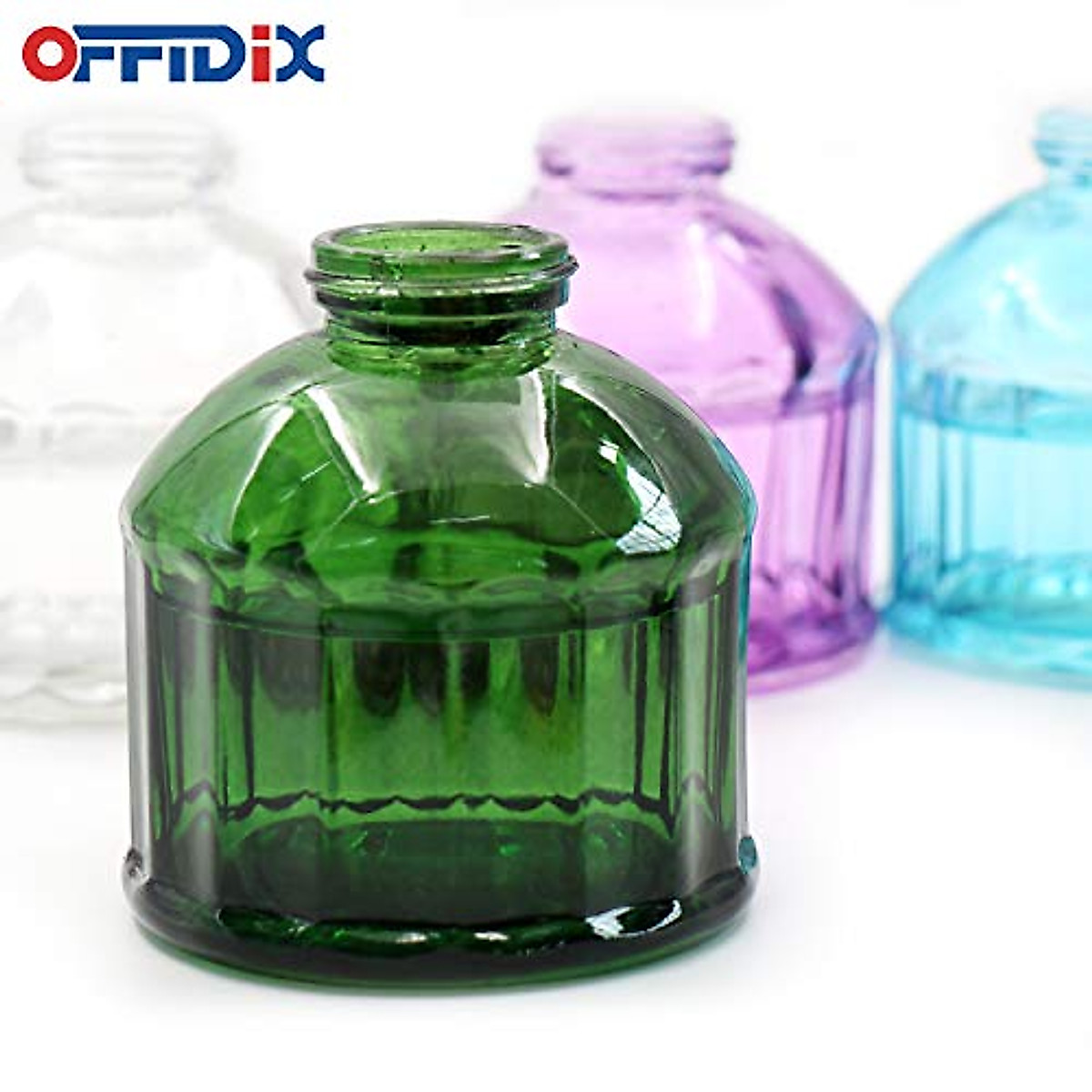 OFFIDIX Glass Plant Mister, 6.3 Inches Tall Vintage Style Spritzer Bronze Plastic Top Pump One Hand Watering Can Indoor Plant Spray Bottle for Garden, Plants, Cleaning (Dark Green)