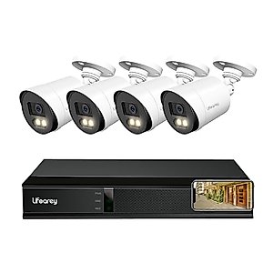 Lifoarey 1080P Security Camera System, 8CH DVR with 4pcs 1080P Outdoor CCTV Cameras, Motion Detection, Colorful Night Vision, Remote Access, 24/7 Recording Surveillance for Home Security (No HDD)