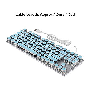Mechanical Gaming Keyboard, 87 Keys 26 RGB Backlit USB Wired Keyboard Waterproof with Blue Switches for Win Me, for Win2000, for Win Xp, for Vista, for Win7, for Win8, for(Blue Electroplating Punk)
