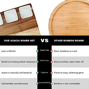 Cheese Board and Knife Set with Drawer:Large Charcuterie Board Set&Cheese Platter with Stainless Steel Knives, Bowls and Slates-House Warming&New Home Gifts,Bridal&Wedding Gifts