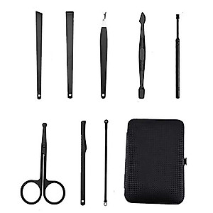 Manicure Set-Stainless Steel Nail Care Set-Professional Ingrown Toenail Clipper Grooming Tool-Pedicure Kit & Toe Nail Cutter-Thick Nail Scissors Toiletries with Cuticle Trimmer (Black&Red 18 In 1)