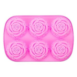 MOTZU 6 Cavity Rose Flower Silicone Ice Cube Candy Chocolate Cake Cookie Cupcake Baking Soap Mould