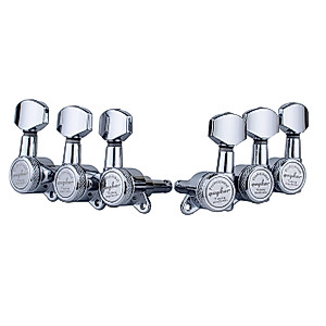 Guyker Guitar Locking Tuners (3L + 3R Handed) - 1:18 Lock String Tuning Key Pegs Machine Head with Hexagonal Handle Replacement for ST TL SG LP Style Electric, Folk or Acoustic Guitars - Chrome