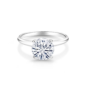 14K White Gold Forever Brilliant Moissanite from Charles & Colvard Solitaire Engagement Ring For Women (1.90 Cttw, Round 8MM, Available in size 5, 6, 7, 8, 9)