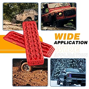LILYPELLE Off Road Traction Boards, 2PCS Recovery Tracks Traction Mat for 4x4 Vehicle Truck SUV Car Offroad Sand Snow Mud Emergency Tire Traction Pads, Red