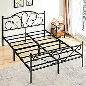 GreenForest Queen Size Bed Frame with Headboard Quick Assembly Heavy Duty Platform Bed Frame with Underbed Storage,No Box Spring Needed Mattress Foundation,Black