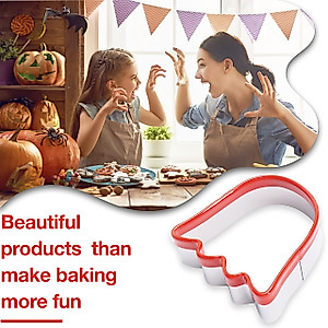 COOKIEQUE 2-Piece Halloween Ghost Cookie Cutter, Food-Grade Stainless Steel Sandwich Cutters, Biscuit Cutter set, Holiday Cookie Cutters, Unique Design with Protective Red Top PVC