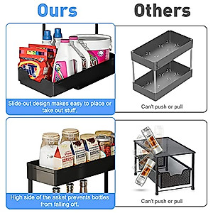 MDHAND Under Sink Organizers and Storage Under Sink Organizer, 2 Tier Kitchen Under Cabinet Storage Organizer, Multi-Purpose 2 Tier Under Sink Storage for Cabinet Bathroom Kitchen, Black