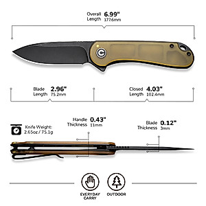 CIVIVI Pocket Knife for Men and Women,Elementum Folding Knife with 2.96" D2 Blade Ultem Handle,Ideal for Utility Gift C907A-5