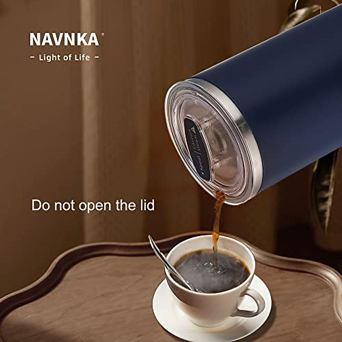 NAVNKA Portable Coffee Maker, 8oz Single Serve Coffee Maker, Electric Coffee Percolators, Tea Maker, Electric Kettle, Blue,110-120V