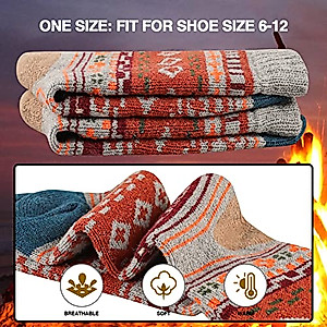 COOVAN Mens Wool Socks 5 Pairs Warm Thick Winter Wool Socks for Men Hiking Cozy Knit Thermal Crew Socks