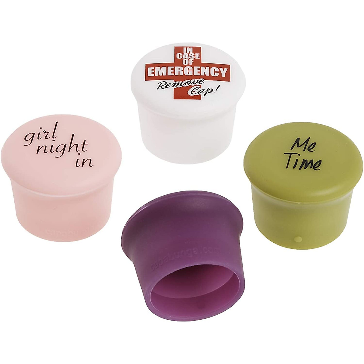 CapaBunga Silicone Wine Stoppers for Wine Bottles - 4 Pack Funny Wine Stoppers - Airtight Wine Bottle Stoppers Wine Saver Wine Bottle Caps - Wine Accessories for Wine Lovers - Classics