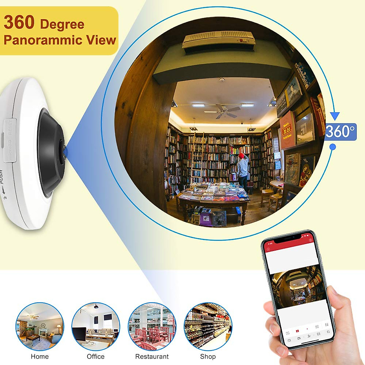 5MP FishEye Panoramic PoE IP Security Camera Indoor, OEM DS-2CD2955FWD-IS with 1.05mm Fixed Lens, 180° Wide Angle View, Audio & Alarm I/O, Support Micro SD Card, 26ft Night Vision, Smart IVS (DT955)