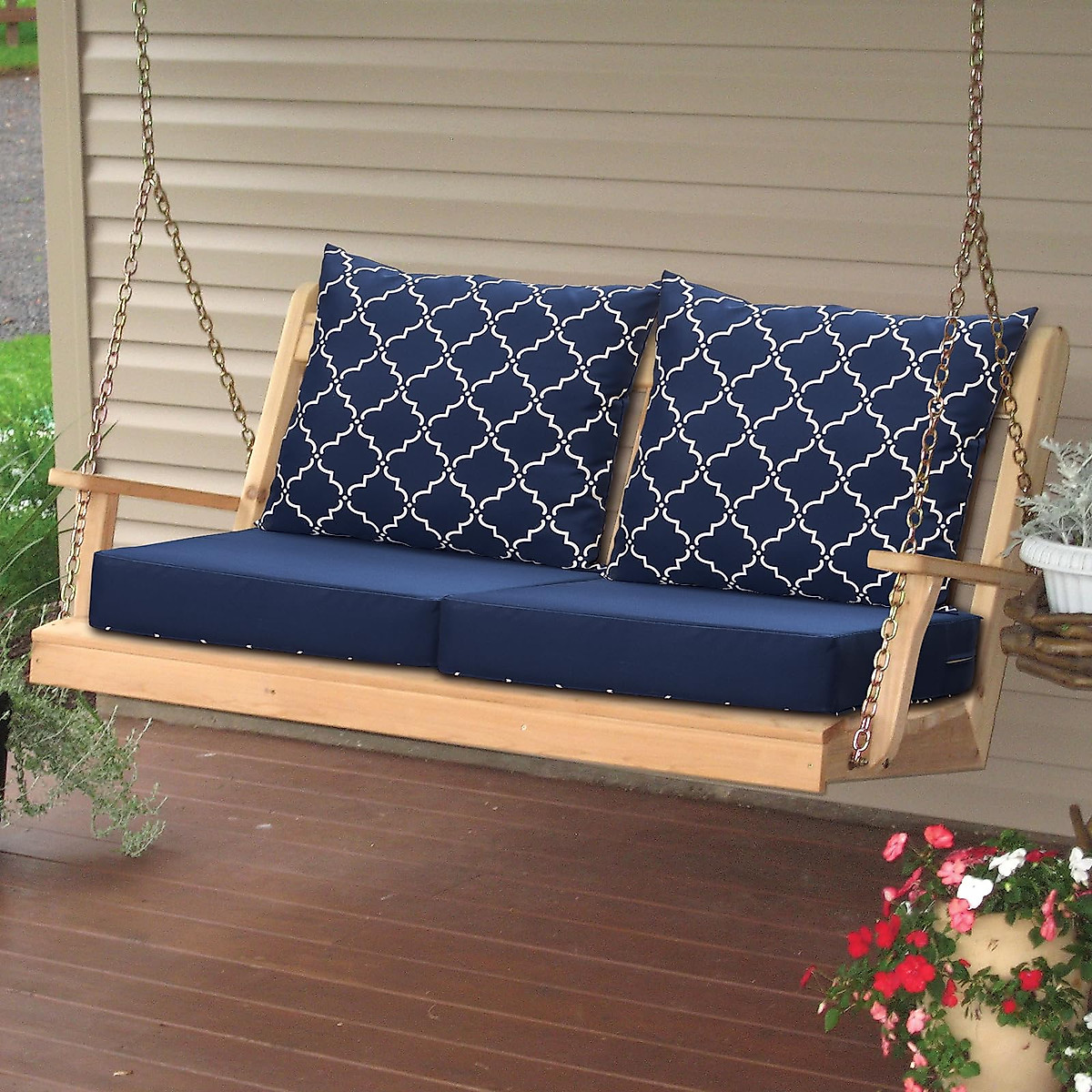 ANONER Outdoor Cushions Set for Patio Furniture 24x24x5 Replacement Deep Seat Patio Chair Cushions with Reversible Cover, Navy Blue