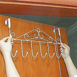 ZYHOOOE Over Door Hanger Organizer,7 Hooks Metal Storage Rack for Home Use Hats Coats Key Bag Clothes Scarfs