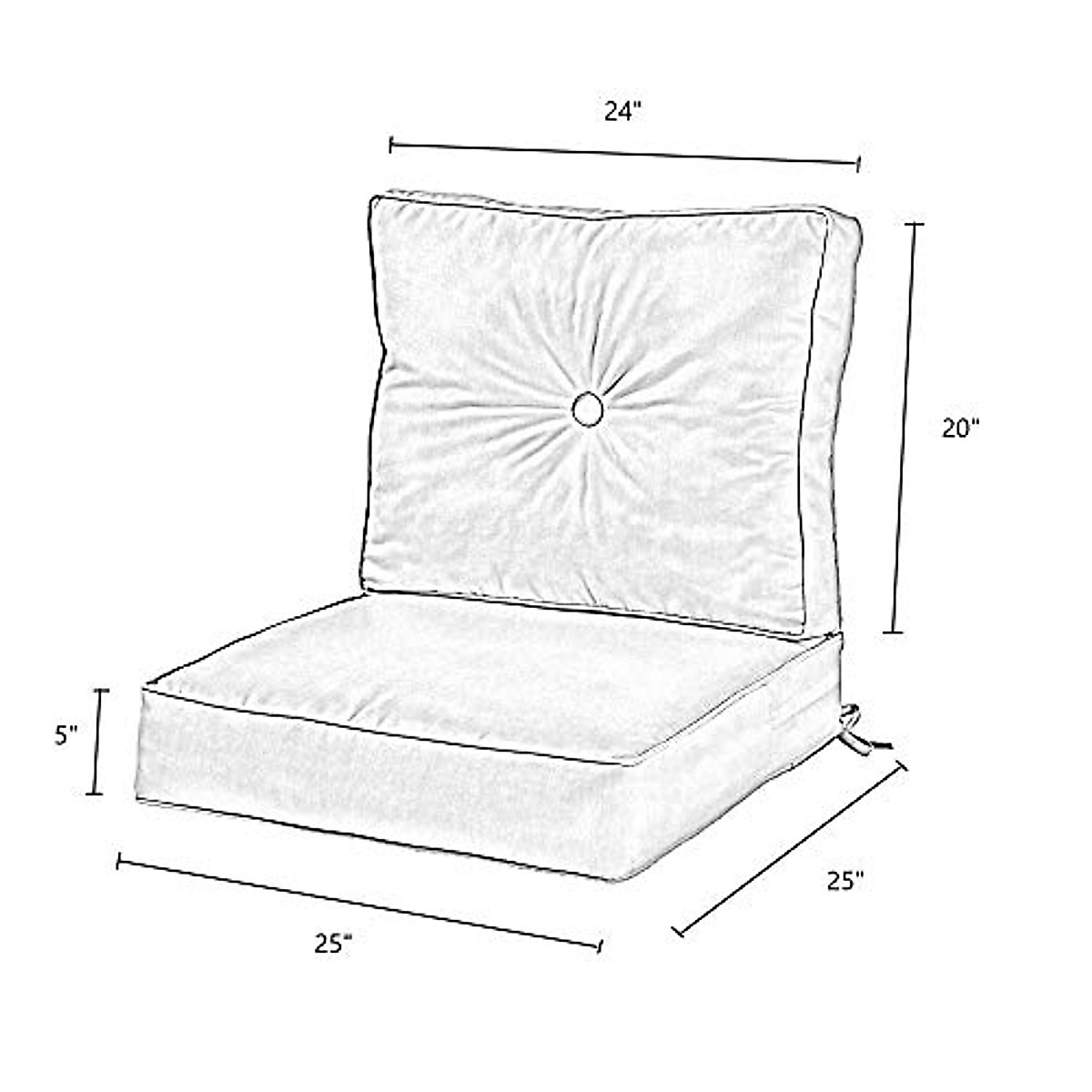 Greendale Home Fashions Outdoor Sunbrella Fabric Deep Seat Cushion, 2 Piece Set, Harvest