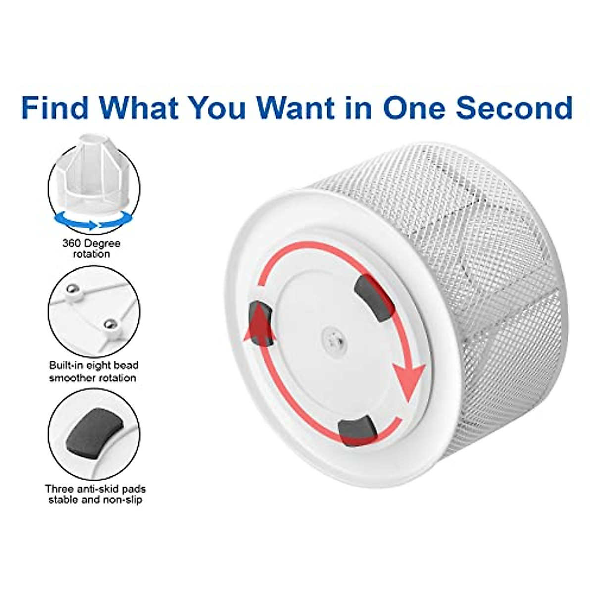 RURYEURT Pencil Holder for Desk, Metal Desk Organizers and Accessories Rotating Pen Holder User Friendly Pen Holder for Desk(White)